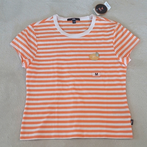 Vans | Tops | Vans X Lizzie Armanto Womens Striped Tshirt Medium Peach ...